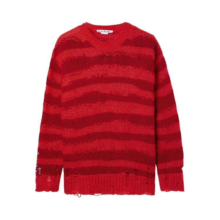 Buy Acne Studios Distressed Stripe Jumper 'Red/Deep Red' - A60399 GOAT ...