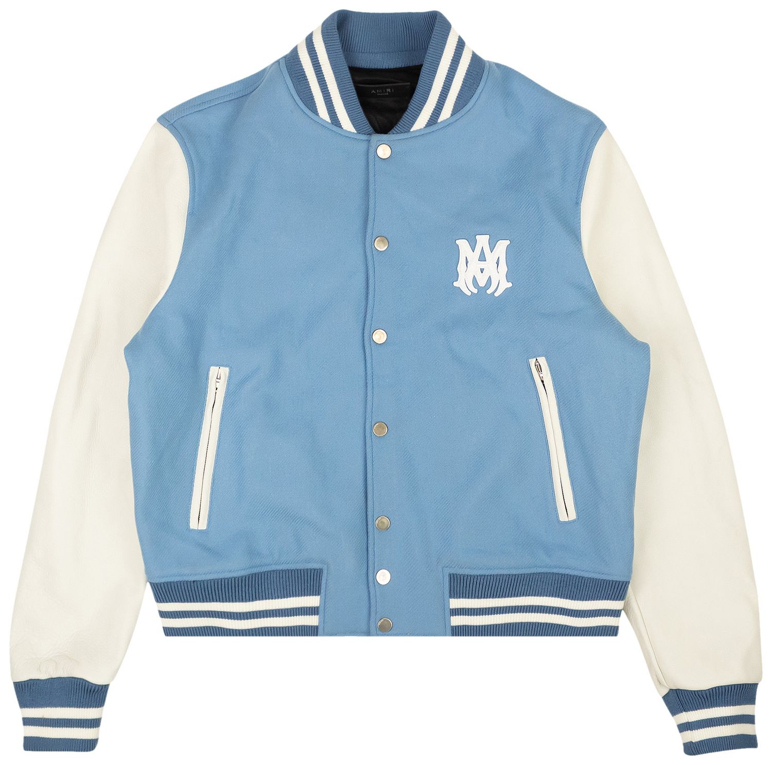 Buy Amiri Wool Letterman Bomber Jacket 'Caroline Blue' - MOS005 450 ...