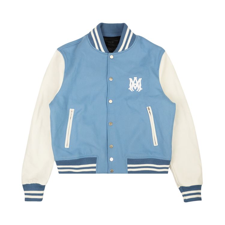 Buy Amiri Wool Letterman Bomber Jacket 'Caroline Blue' - MOS005 450 ...