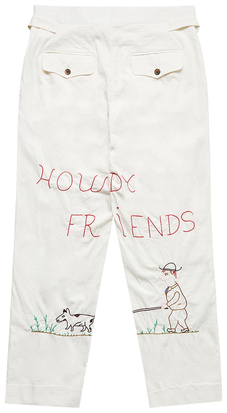 Buy Bode Embroidered Cropped Pants 'White' - MRBT000057 | GOAT