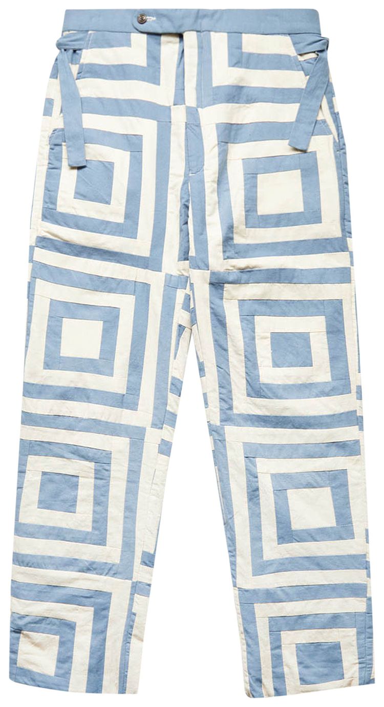 Buy Bode White House Steps Quilt Pants 'Blue/Cream' - MRF22BT031 | GOAT