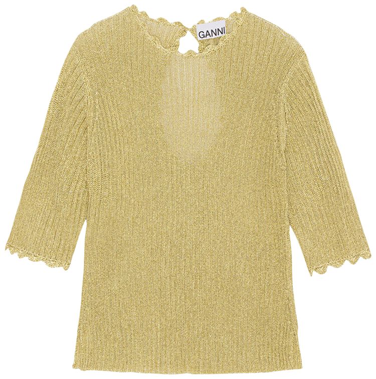 Buy GANNI Metallic Open Back Blouse 'Gold' - K1889 339 GOLD | GOAT