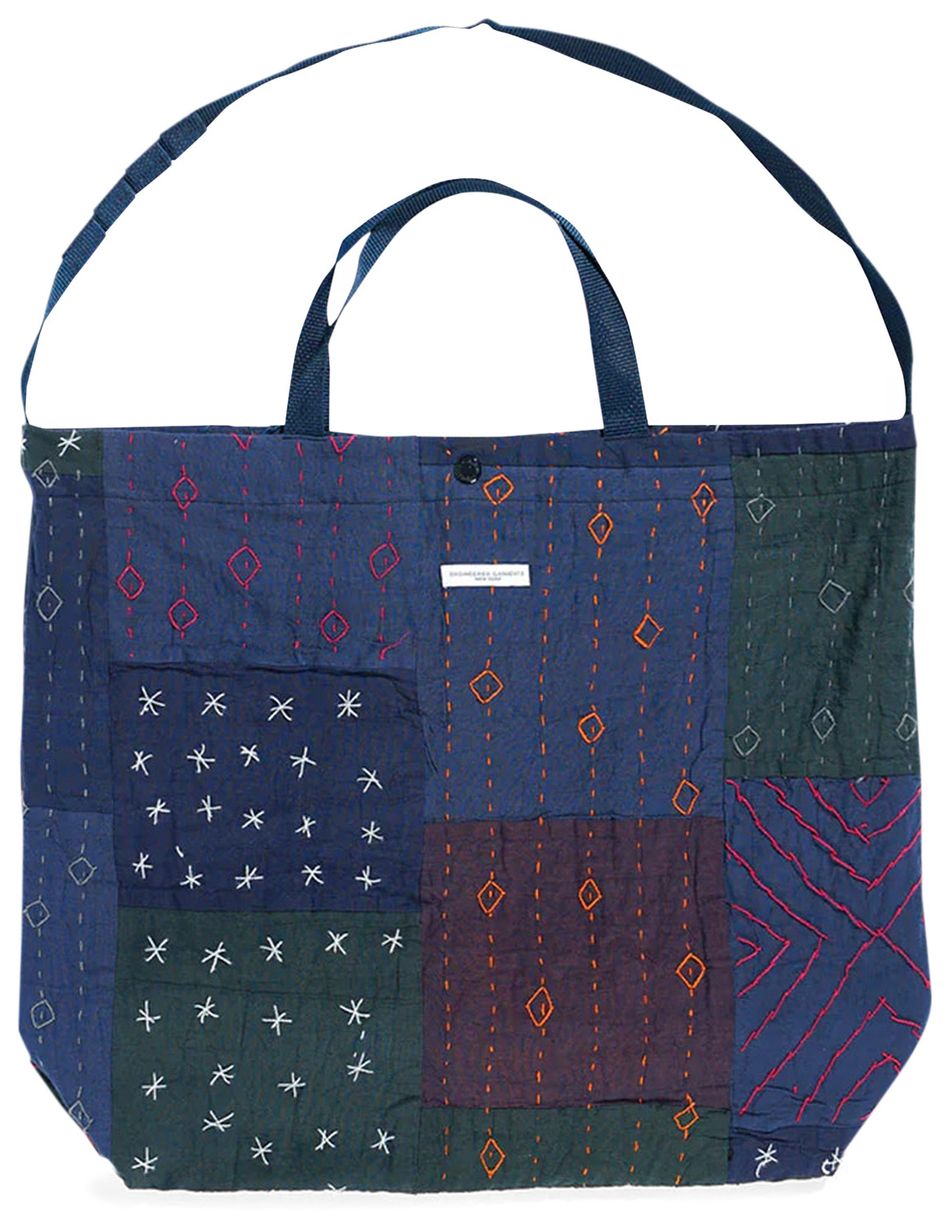 Buy Engineered Garments Carry All Tote 'Navy Square Handstitch ...