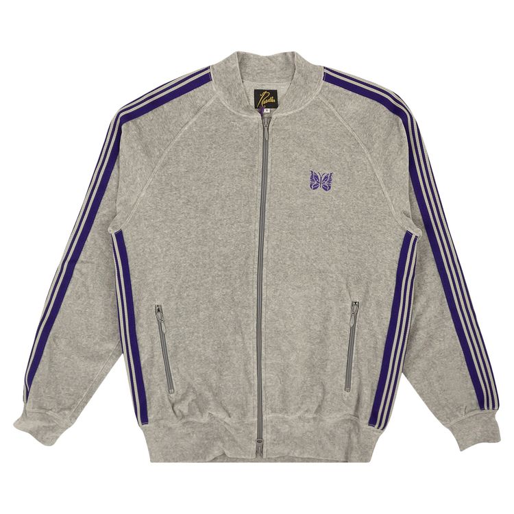 Buy Needles Velvet Zip Up Track Jacket 'Grey' - KP225 B GREY | GOAT