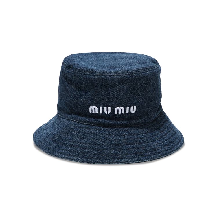 Buy Miu Miu Washed Denim Bucket Hat 'Blue/White' - 5HC196 2F3W F022X | GOAT