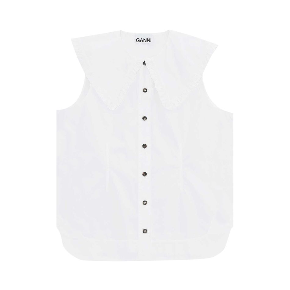 Buy GANNI Sleeveless Shirt 'Bright White' - F4715 BRIG | GOAT