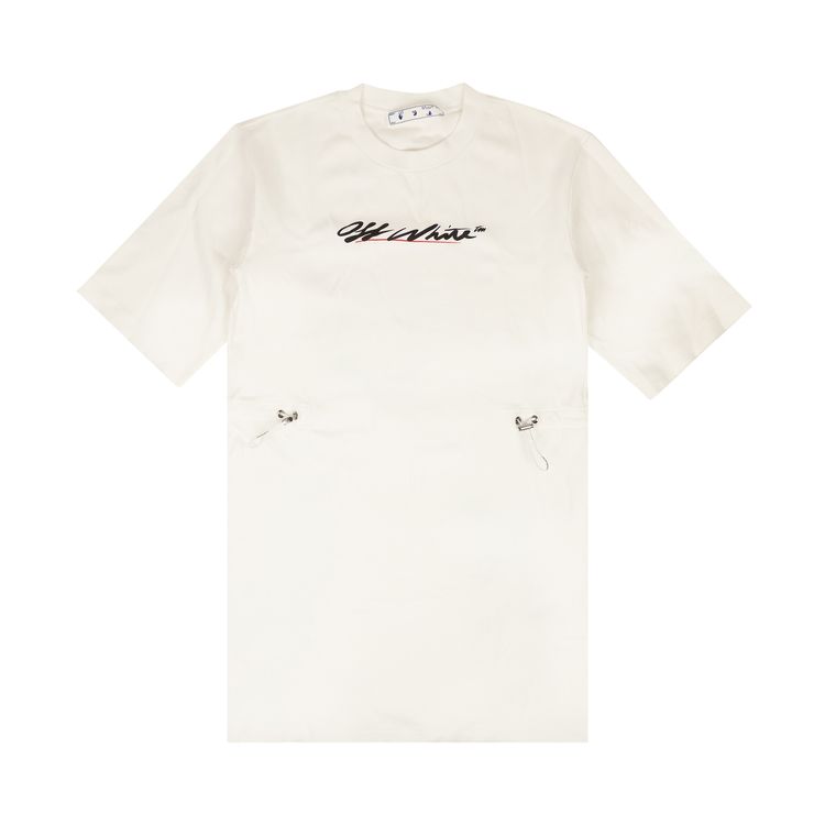 Buy Off-White Script Logo T-Shirt Dress 'White' - OWDB22R21JER0010110 ...