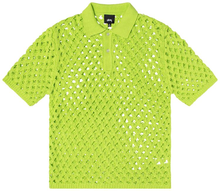 Buy Stussy Big Mesh Polo Sweater 'Lime' - 117178 LIME | GOAT