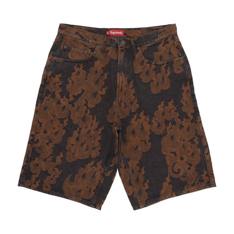 Buy Supreme Flames Jacquard Baggy Denim Short 'Washed Black' - SS23SH21 ...