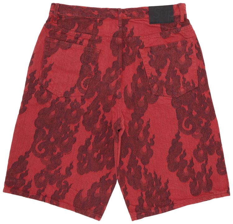 Buy Supreme Flames Jacquard Baggy Denim Short 'Washed Red' - SS23SH21 ...