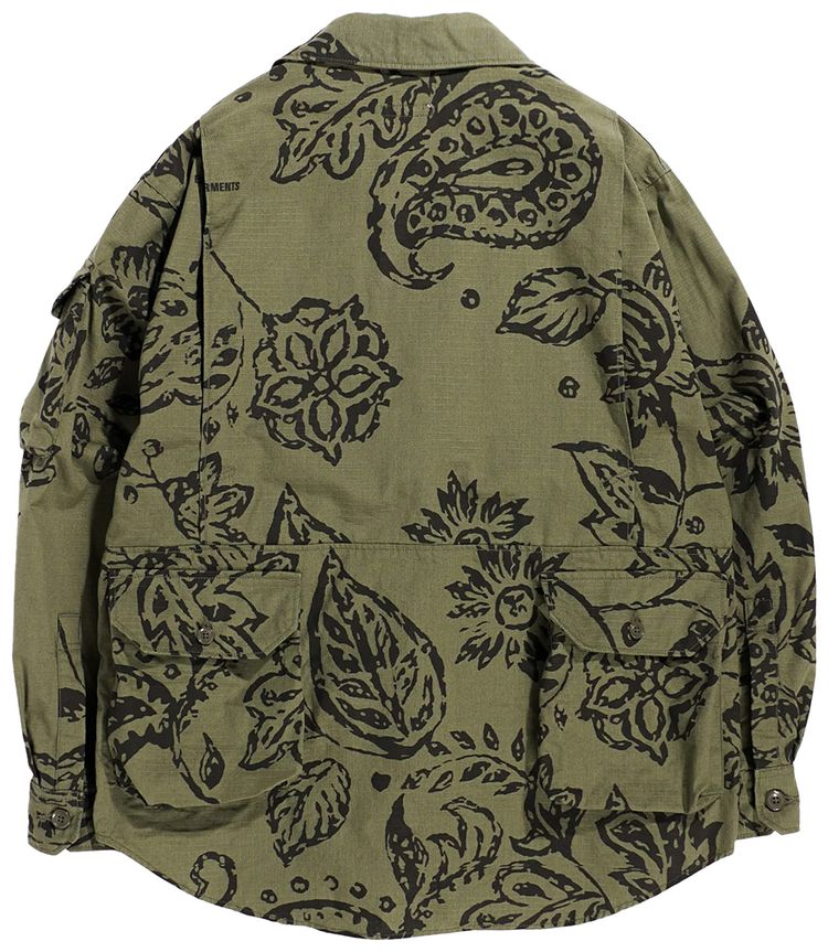 Buy Engineered Garments Explorer Shirt Jacket 'Olive Floral Print ...