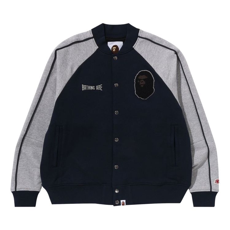Buy BAPE Sweat Varsity Jacket 'Navy' - 1J30 140 017 NAVY | GOAT