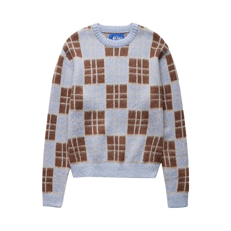 Buy Awake NY Checkered Mohair Sweater 'Blue' - AWK FW22 KN004 BLUE | GOAT