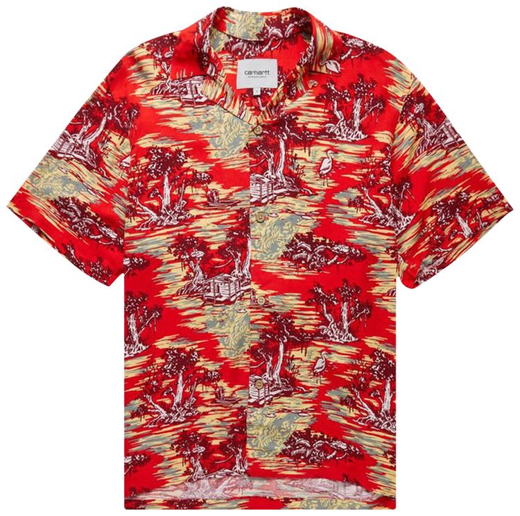 Buy Carhartt WIP Short-Sleeve Bayou Shirt 'Bayou Print/Red Sunset ...
