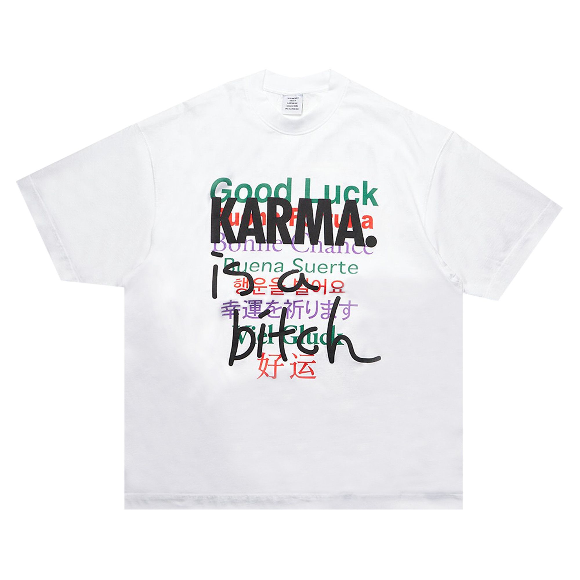 Buy Vetements Good Luck Karma T-Shirt 'White' - UE54TR530W WHIT | GOAT