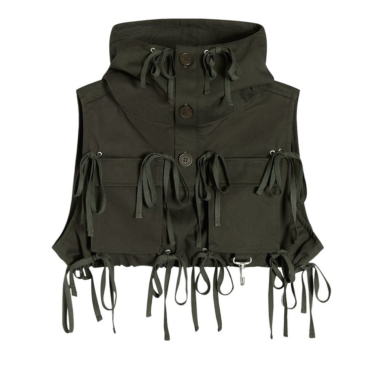 Buy Reese Cooper Modular Pocket Twill Hooded Vest 'Olive' - SE00008 | GOAT