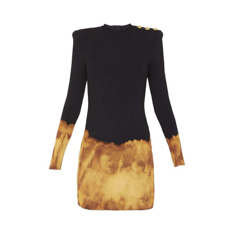 Buy Balmain Fire Knit Dress 'Black/Yellow' - AF0R8012KE19 EGN | GOAT