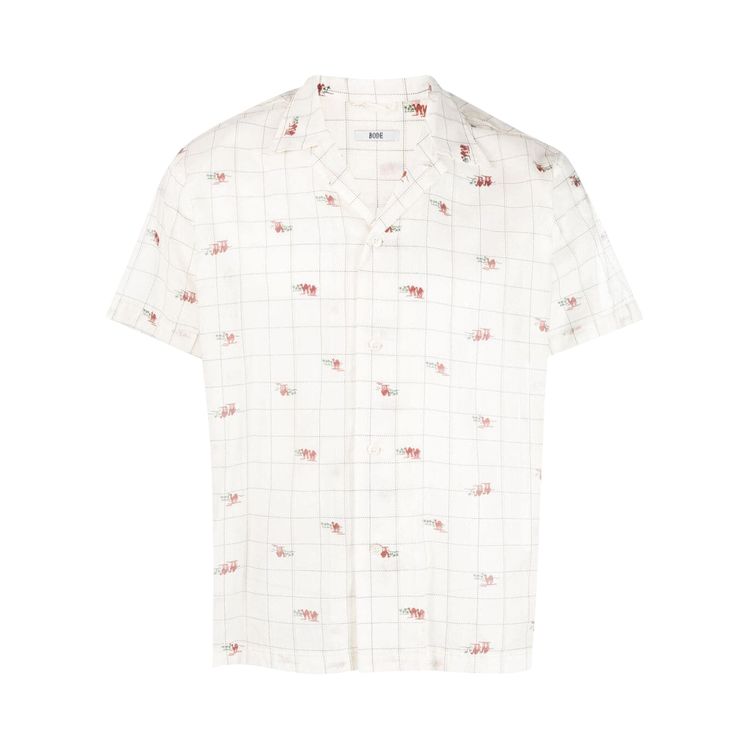 Buy Bode Sheer Camel Short Sleeve Shirt Whitemulticolor Mrs23sh053 Goat