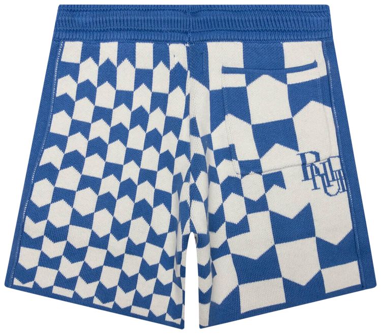 Buy Rhude Rhacing Checkered Knit Short 'Ivory/Blue ...