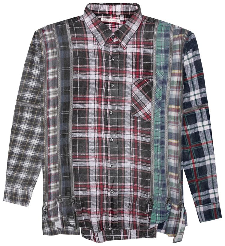 Buy Needles Flannel Shirt 7 Cuts Zipped Wide Reflection Shirt 'Assorted ...