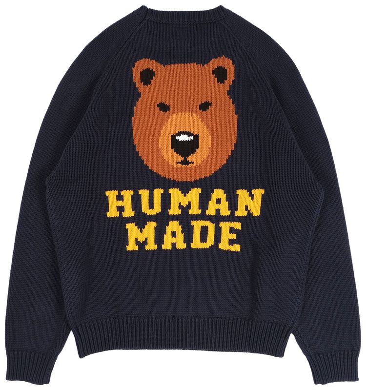 Buy Human Made Bear Raglan Knit Sweater 'Navy' - HM25CS001 NAVY | GOAT