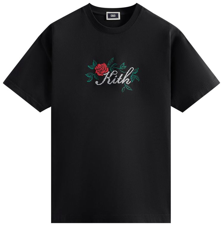 Buy Kith Script Needlepoint Tee 'Black' - KHM031337 001 | GOAT
