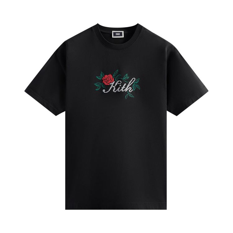 Buy Kith Script Needlepoint Tee 'Black' - KHM031337 001 | GOAT