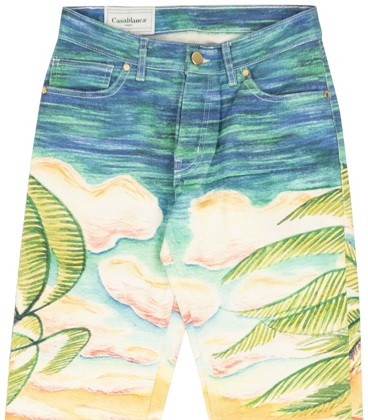 Buy Casablanca Huwaki Printed Denim Jeans 'Multicolor' - MS21 TR 002 ...