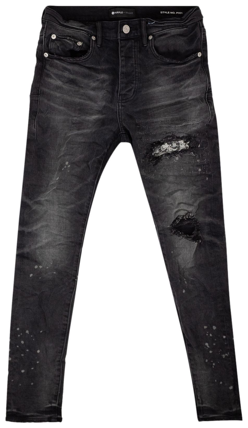 Buy PURPLE BRAND Bandana Print Patch Jeans 'Black' - P001 BPBL122 | GOAT