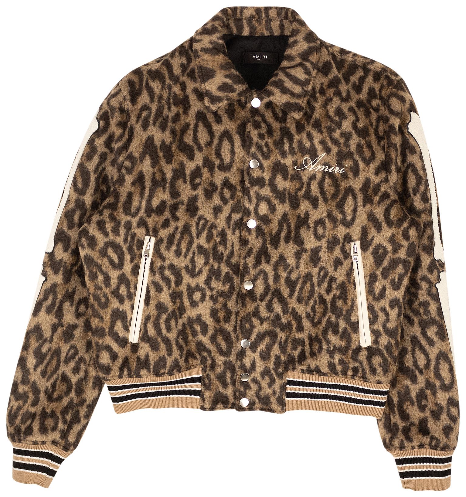 Buy Amiri Leopard Print Bones Varsity Jacket 'Multicolor' - MOS002 905 ...