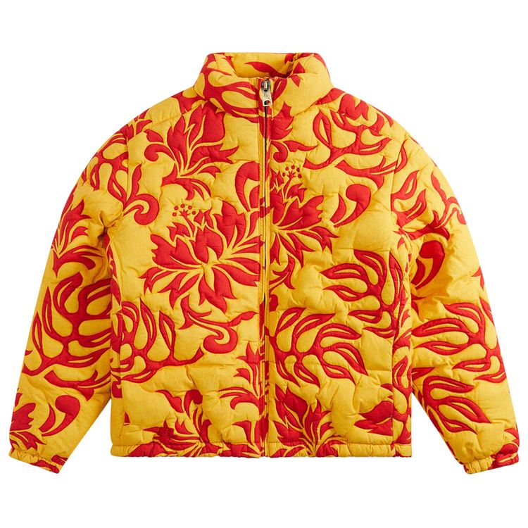 Buy ERL Printed Quilted Puffer 'Yellow Tropical Flowers' - ERL06C001 ...