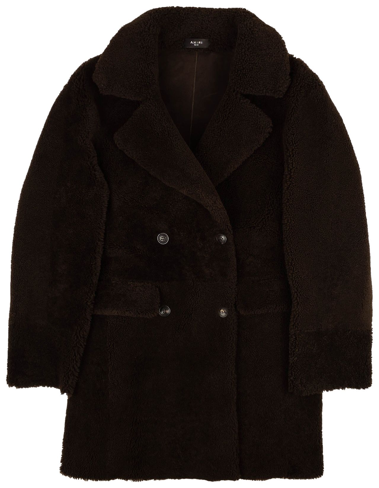 Buy Amiri Shearling Fur Pea Coat 'Brown' - W0M04360SH BROW | GOAT