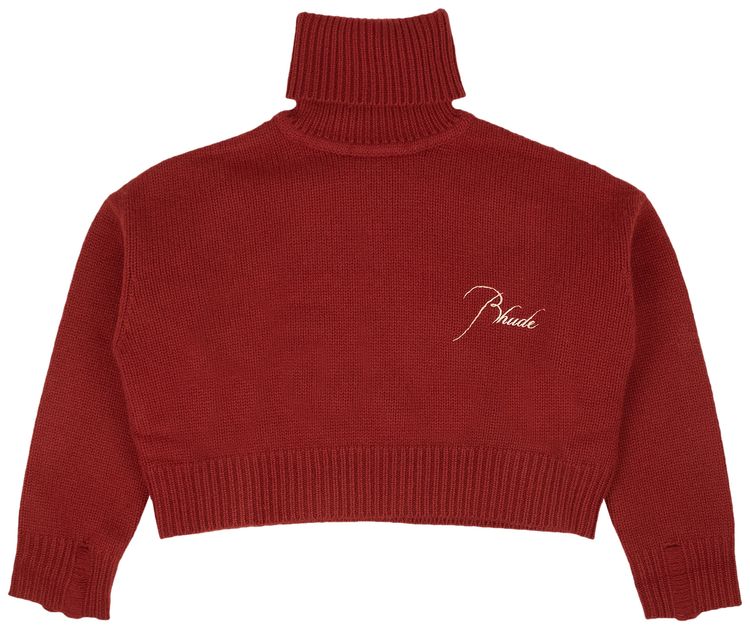 Buy Rhude Embroidered Logo Turtleneck Sweater 'Red' - FW21SW16037374 | GOAT