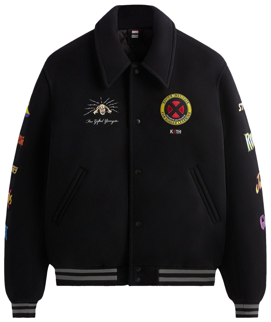 Buy Kith For X-Men Wool Varsity Jacket 'Black' - KHM010316 001 | GOAT