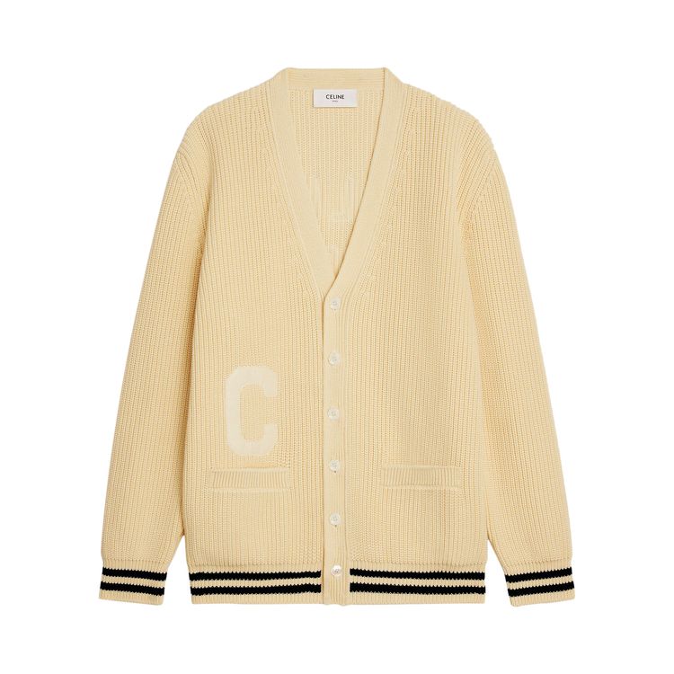 Buy CELINE College Cardigan 'Ecru/Black' - 2AD70192W 60EB | GOAT