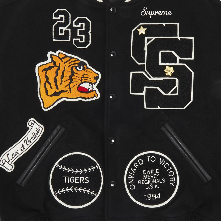 Buy Supreme Tiger Varsity Jacket 'Black' - FW23J80 BLACK | GOAT