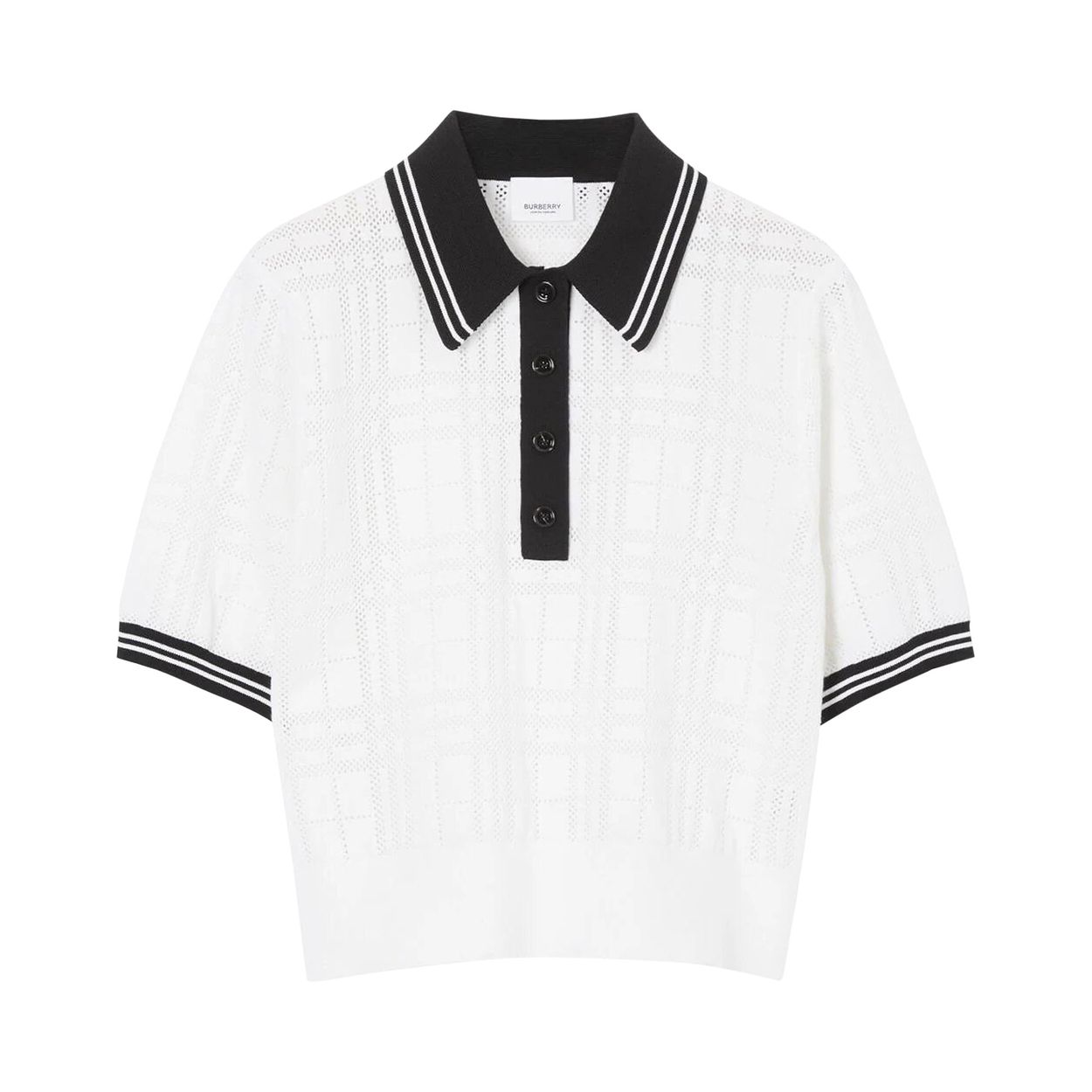 Buy Burberry Check Wool Blend Polo Shirt 'White' - 8070334 | GOAT