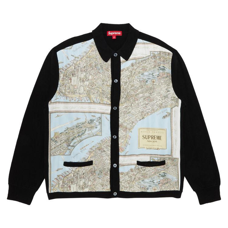 Buy Supreme Silk Map Cardigan 'Black' - FW23SK27 BLACK | GOAT
