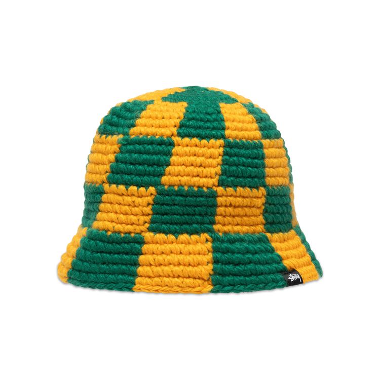 Buy Stussy Bucket Hat Checker Knit 'Evergreen' - 1321172 EVER | GOAT