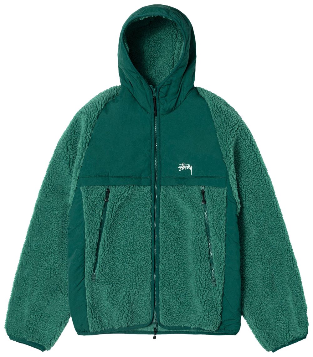 Buy Stussy Sherpa Paneled Hooded Jacket 'Teal' - 118530 TEAL | GOAT