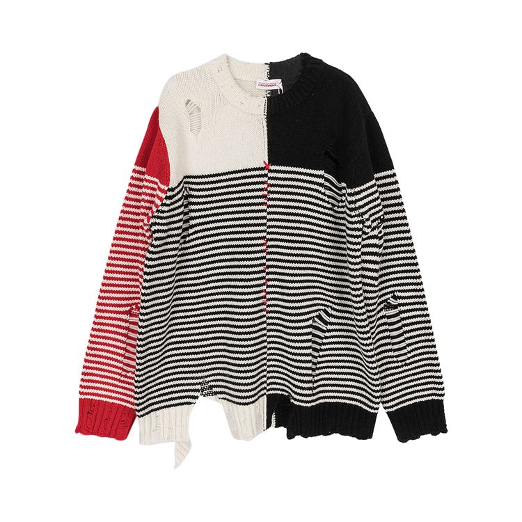 Buy Charles Jeffrey Loverboy Mega Shred Jumper 'Black/Ecru/Red ...