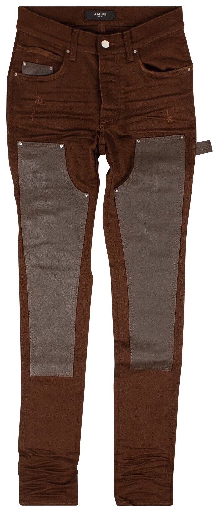 Buy Amiri Denim Leather Workman Pants 'Brown' - MDS121 210 BROW | GOAT