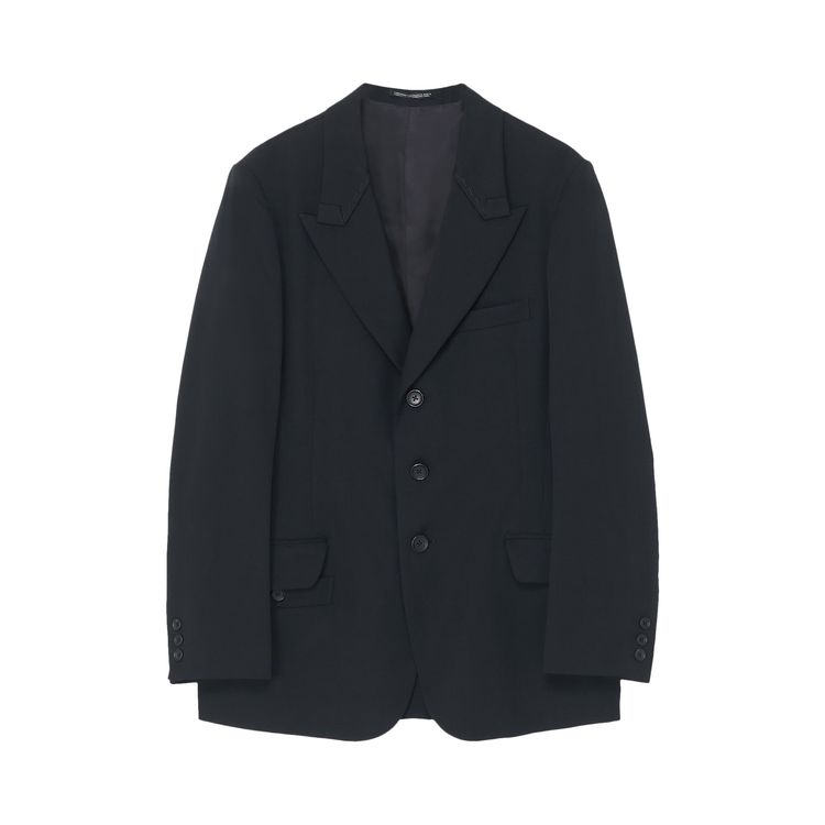 Buy Yohji Yamamoto Pour Homme Fold Over Peak Lapel Jacket 'Black' - HJ ...