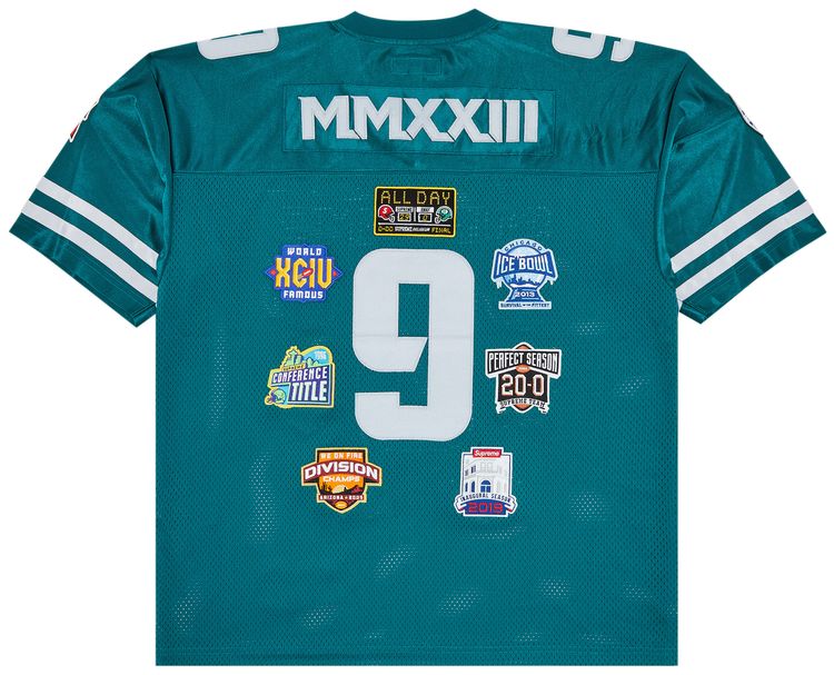 Buy Supreme Championships Embroidered Football Jersey 'Dark Teal ...