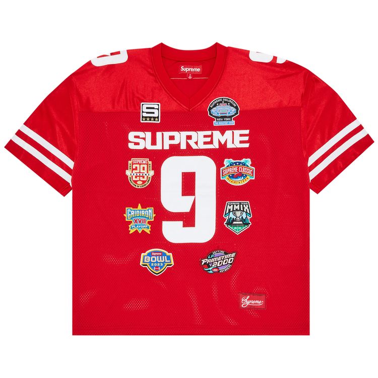 Buy Supreme Championships Embroidered Football Jersey 'Red' - FW23KN30 ...