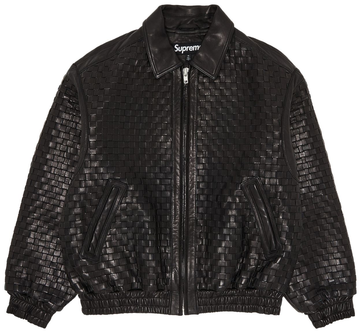 Buy Supreme Woven Leather Varsity Jacket 'Black' - FW23J90 BLACK | GOAT