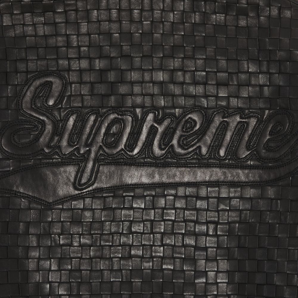 Buy Supreme Woven Leather Varsity Jacket 'Black' - FW23J90 BLACK | GOAT