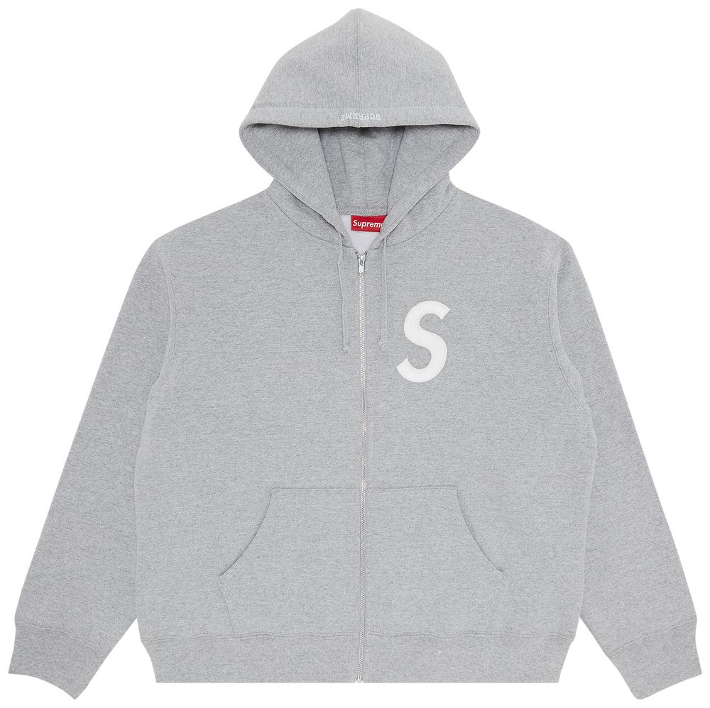Buy Supreme S Logo Zip Up Hooded Sweatshirt 'Heather Grey' - FW23SW42 ...