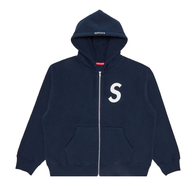 Buy Supreme S Logo Zip Up Hooded Sweatshirt 'Navy' - FW23SW42 NAVY ...
