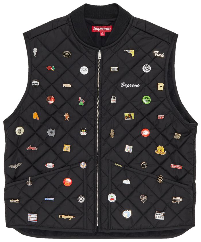 Buy Supreme Pins Quilted Work Vest 'Black' - FW23J92 BLACK | GOAT